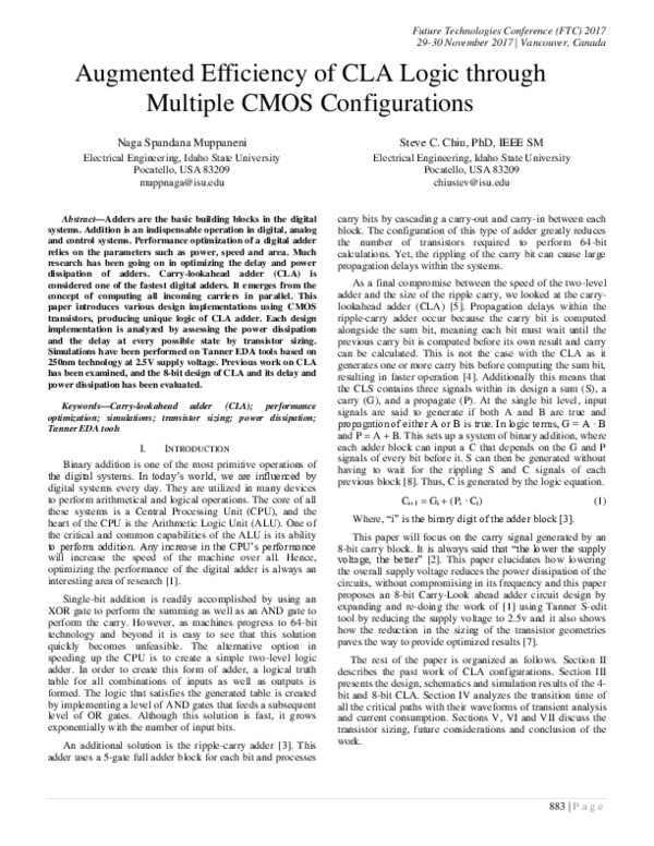 (PDF) Augmented Efficiency of CLA Logic through Multiple CMOS ...
