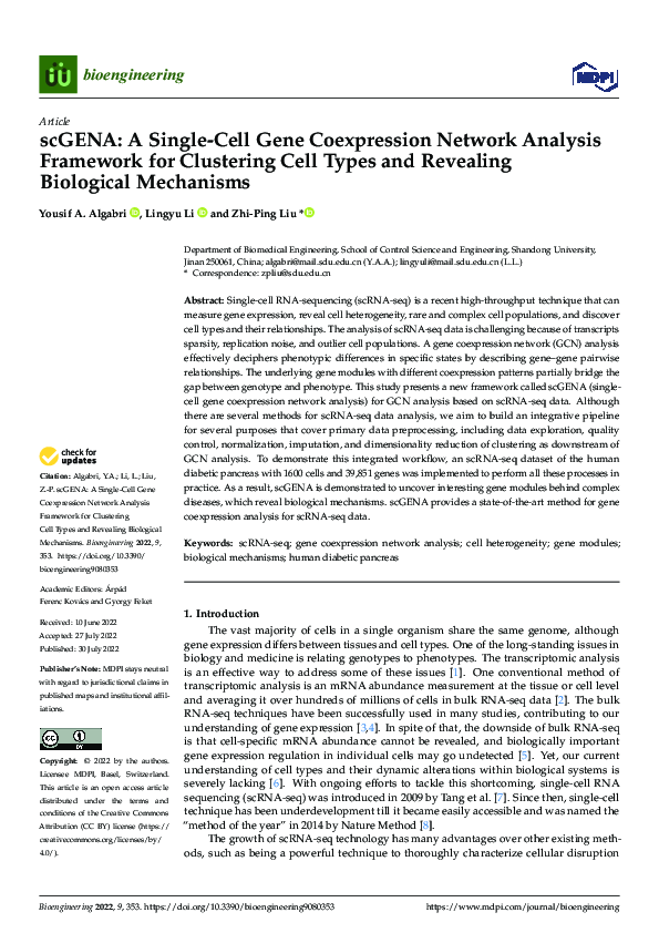 (PDF) scGENA: A Single-Cell Gene Coexpression Network Analysis Framework for Clustering Cell ...