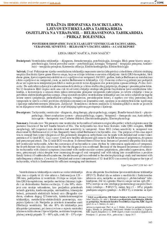 (PDF) Posterior Idiopathic Fascicular Left Ventricular Tachycardia ...