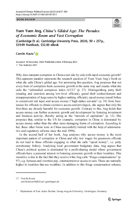 (PDF) Yuen Yuen Ang, China’s Gilded Age: The Paradox of Economic Boom ...