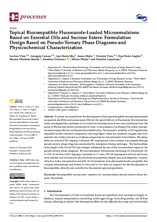 Pdf Topical Biocompatible Fluconazole Loaded Microemulsions Based On Essential Oils And