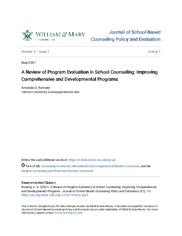 (PDF) A Review of Program Evaluation in School Counseling: Improving ...
