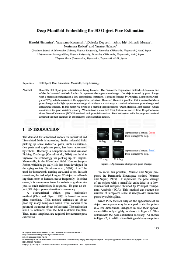 Pdf Deep Manifold Embedding For 3d Object Pose Estimation