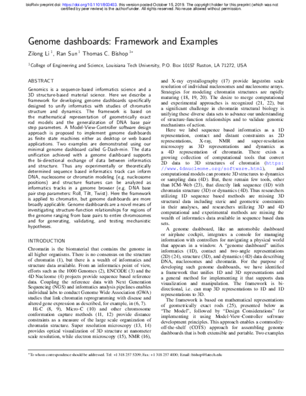 (PDF) Genome dashboards: Framework and Examples
