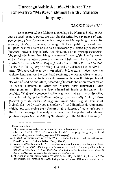 (PDF) Unrecognizable Arabic-Maltese : the innovative Maltese element in ...