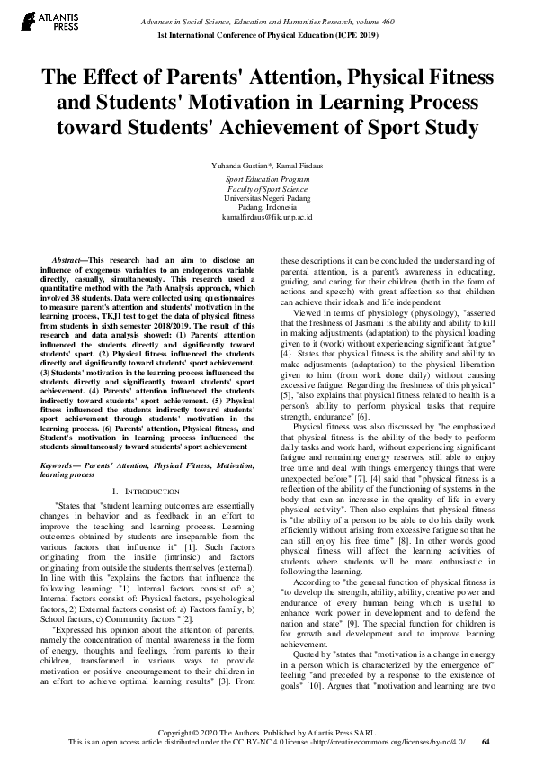 (PDF) The Effect of Parents’ Attention, Physical Fitness and Students ...