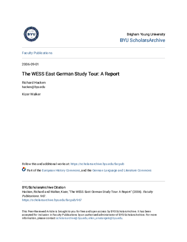 (PDF) The WESS East German Study Tour: A Report | Richard Hacken - Academia.edu