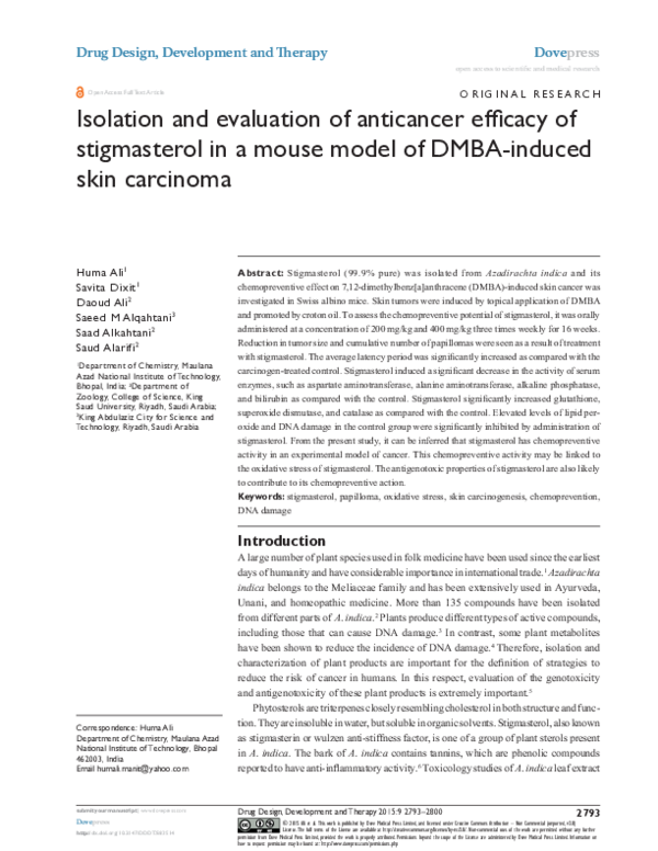 (PDF) Isolation and evaluation of anticancer efficacy of stigmasterol ...