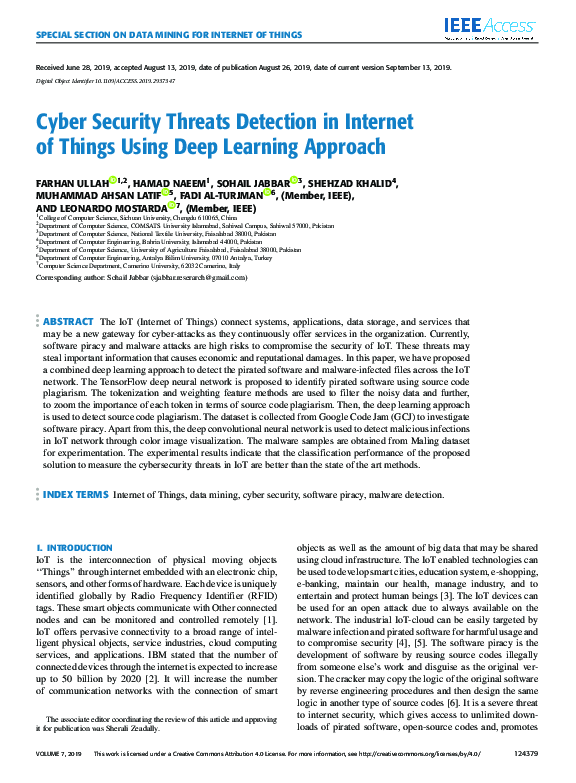 (PDF) Cyber Security Threats Detection in Internet of Things Using Deep ...