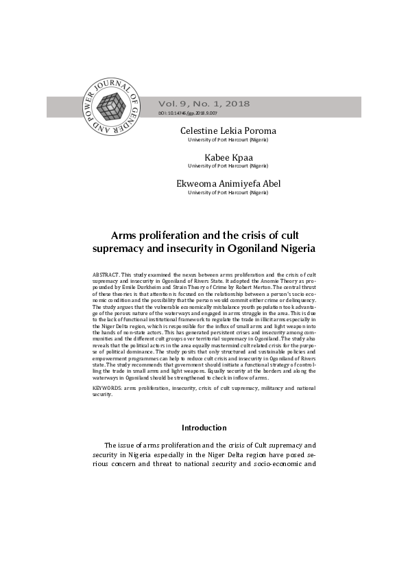 (PDF) Arms proliferation and the crisis of cult supremacy and ...