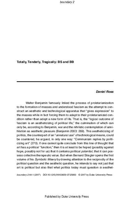 (PDF) Totally, Tenderly, Tragically: BS and BB (2017)