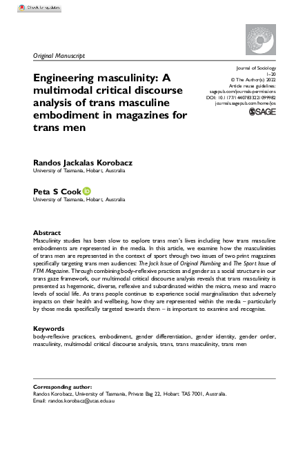 (PDF) Engineering masculinity: A multimodal critical discourse analysis of trans masculine ...