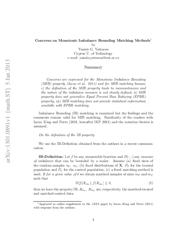 (PDF) Concerns on Monotonic Imbalance Bounding Matching Methods