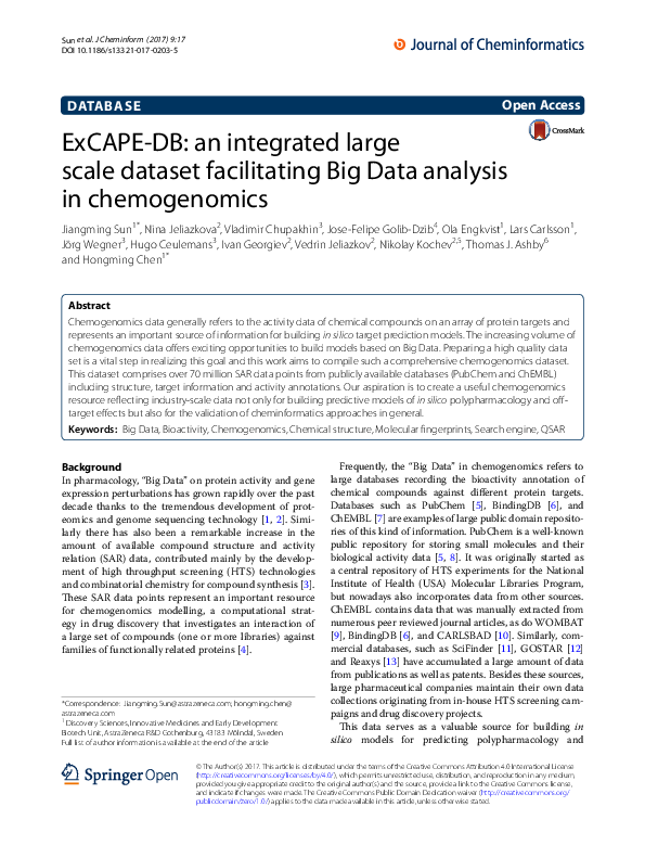(PDF) ExCAPE-DB: an integrated large scale dataset facilitating Big ...