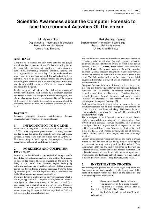 (PDF) Scientific Awareness about the Computer Forensic to Face the E ...