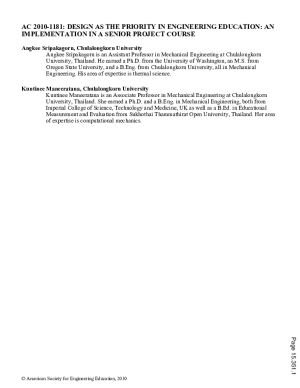 (PDF) Design As The Priority In Engineering Education: An ...