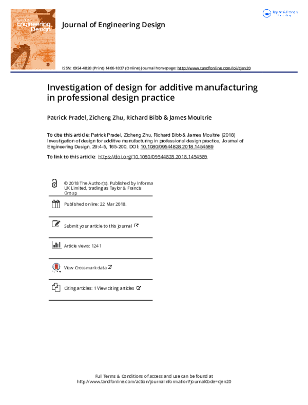 (PDF) Investigation of design for additive manufacturing in ...