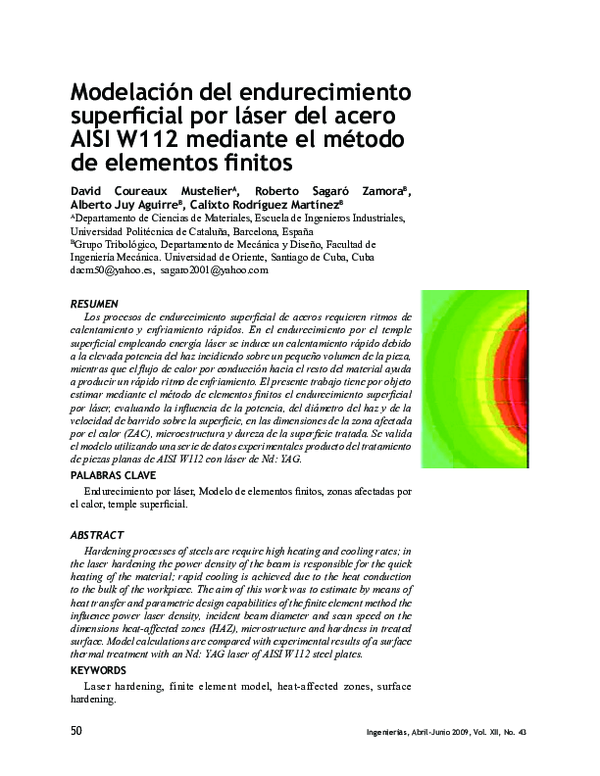 (PDF) Modelación del endurecimiento superficial por láser del acero ...