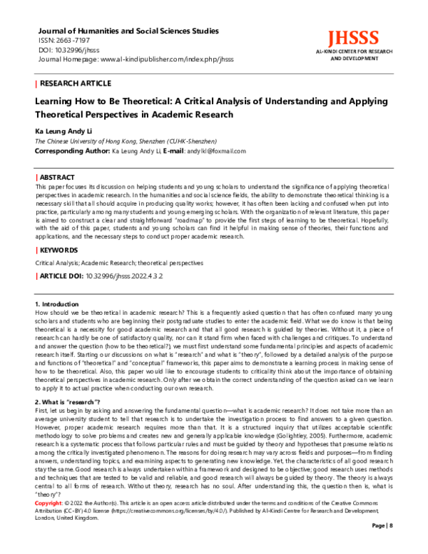 (PDF) Learning How to Be Theoretical: A Critical Analysis of ...