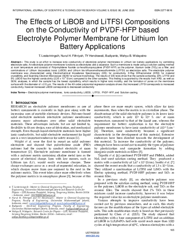 (PDF) The Effects of LiBOB and LiTFSI Compositions on the Conductivity ...
