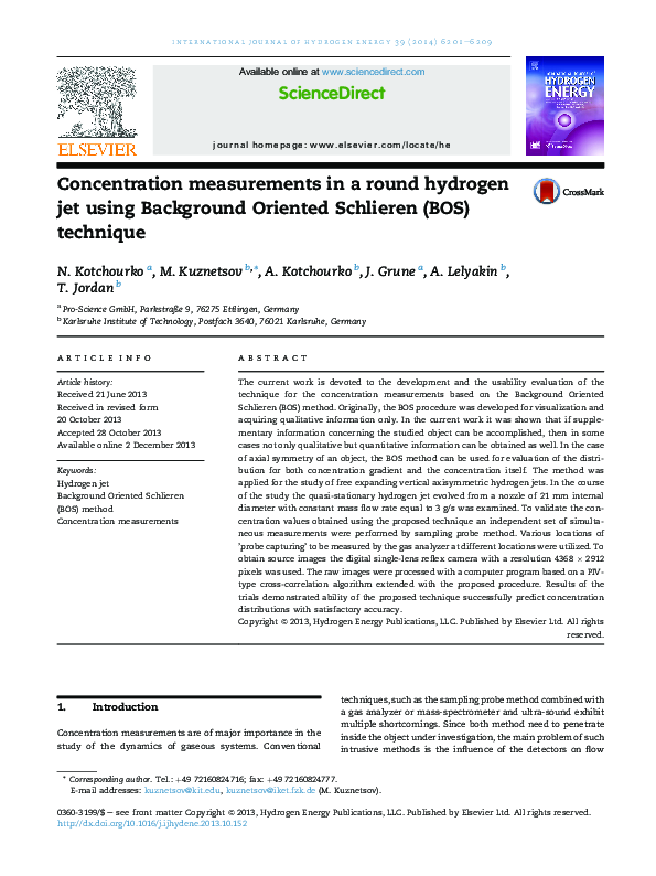 (PDF) Concentration measurements in a round hydrogen jet using ...