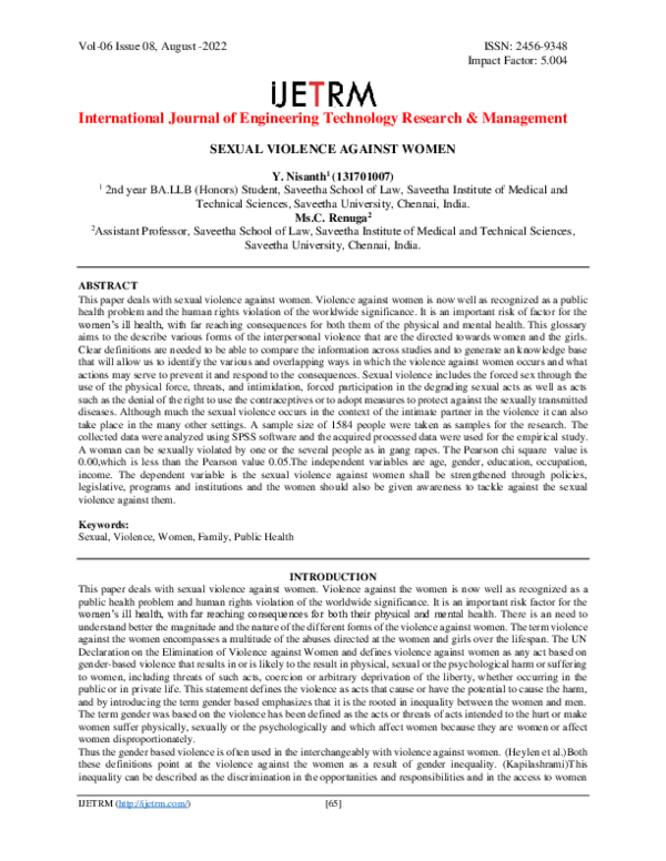 (PDF) SEXUAL VIOLENCE AGAINST WOMEN