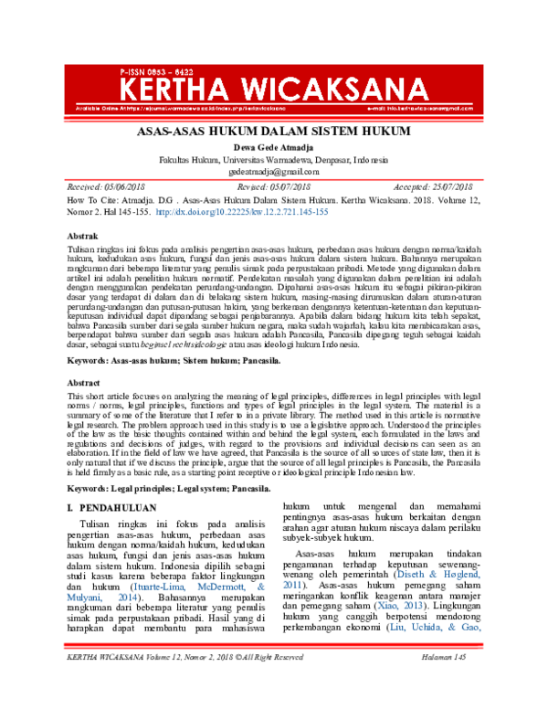(PDF) Asas-asas Hukum Modern Dalam Hukum Islam