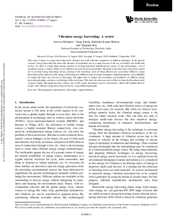 (PDF) Vibration energy harvesting: A review | Prof Rabindra Kumar ...