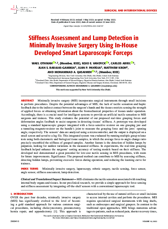 (PDF) Stiffness Assessment and Lump Detection in Minimally Invasive ...