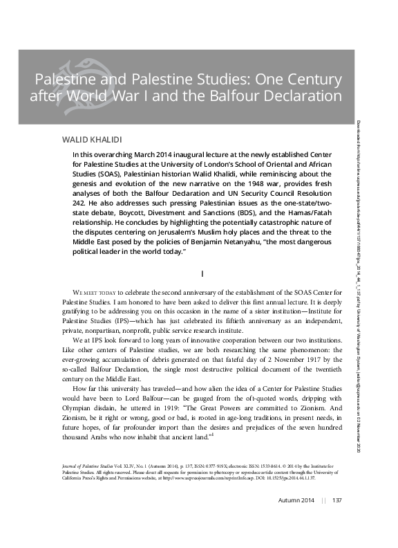 (PDF) Palestine and Palestine Studies