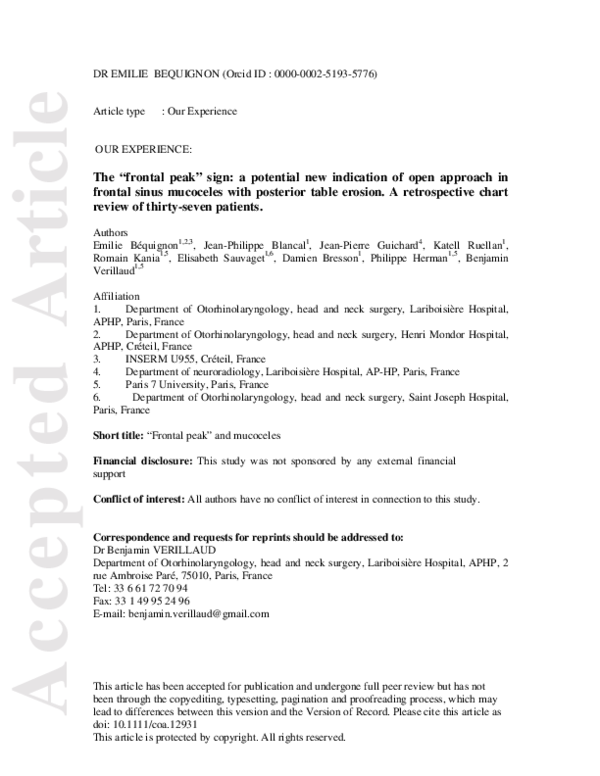 (PDF) The “frontal peak” sign: A potential new indication of open ...
