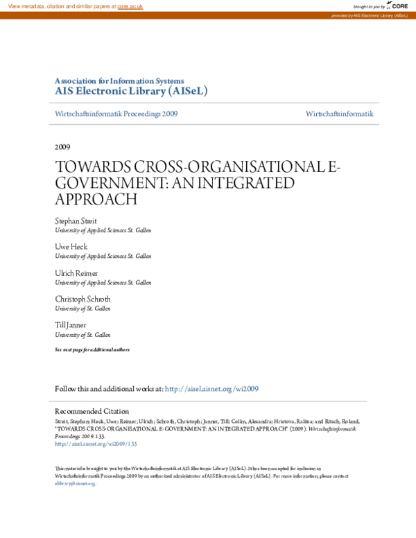 (PDF) Towards cross-organisational e-Government: an integrated approach