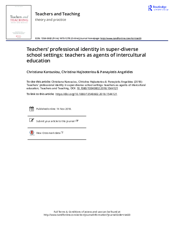 (PDF) Teachers’ professional identity in super-diverse school settings ...