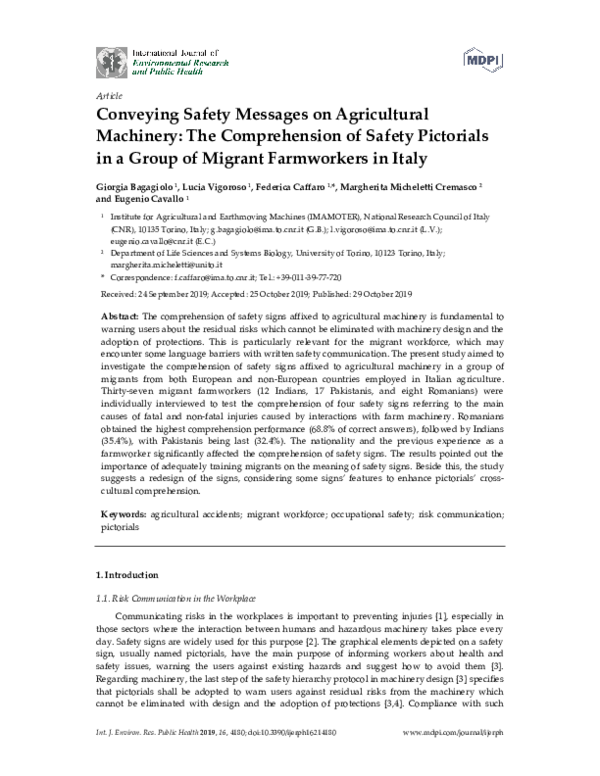 (PDF) Conveying Safety Messages on Agricultural Machinery: The ...
