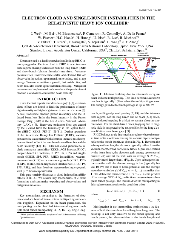 (PDF) Electron cloud and single-bunch instabilities in the relativistic ...