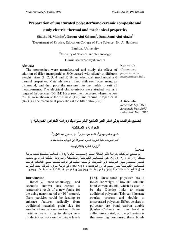 (PDF) Nanoparticle-Filled Polyester Composite Study