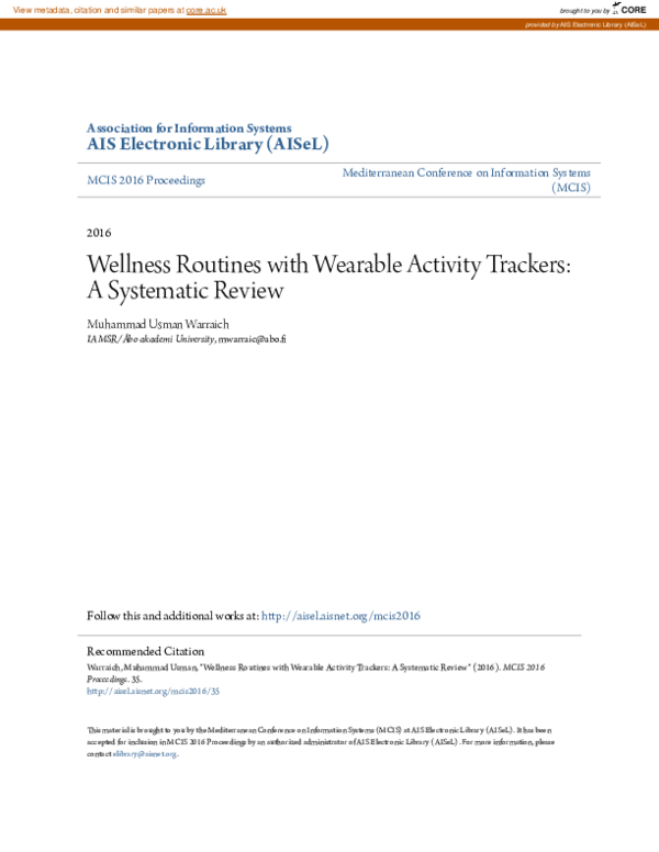 (PDF) Wellness Routines with Wearable Activity Trackers: A Systematic ...