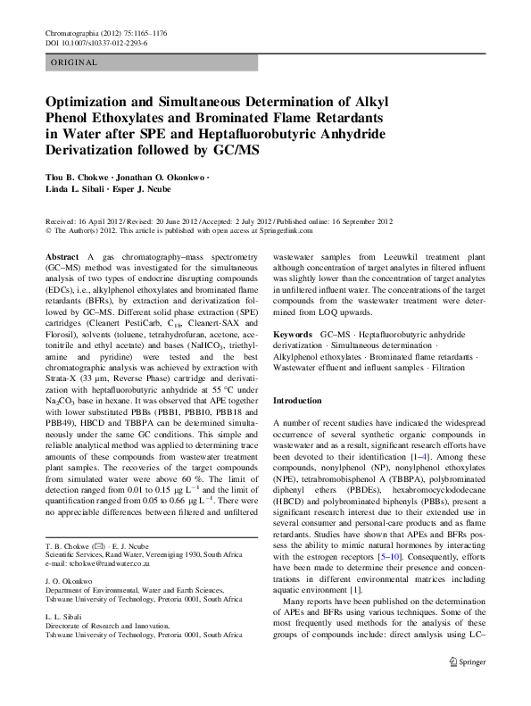 (PDF) Simultaneous Determination of EDCs in Water Using GC-MS