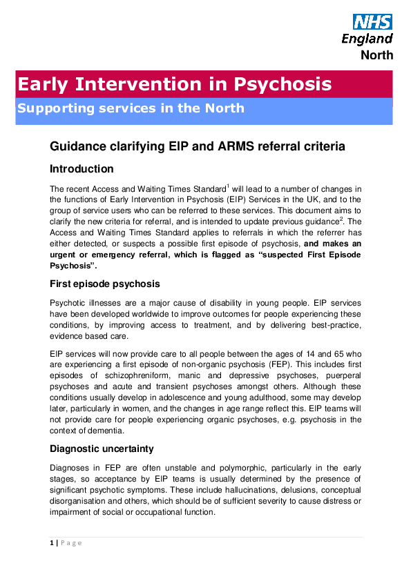 (PDF) Early intervention in psychosis (PDF) Early intervention in psychosis