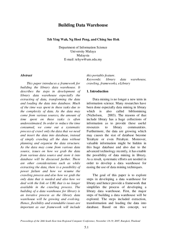(PDF) ACQUIRING AND INTEGRATING EXTERNAL DATA INTO DATA WAREHOUSES ... (PDF) ACQUIRING AND INTEGRATING EXTERNAL DATA INTO DATA WAREHOUSES ...