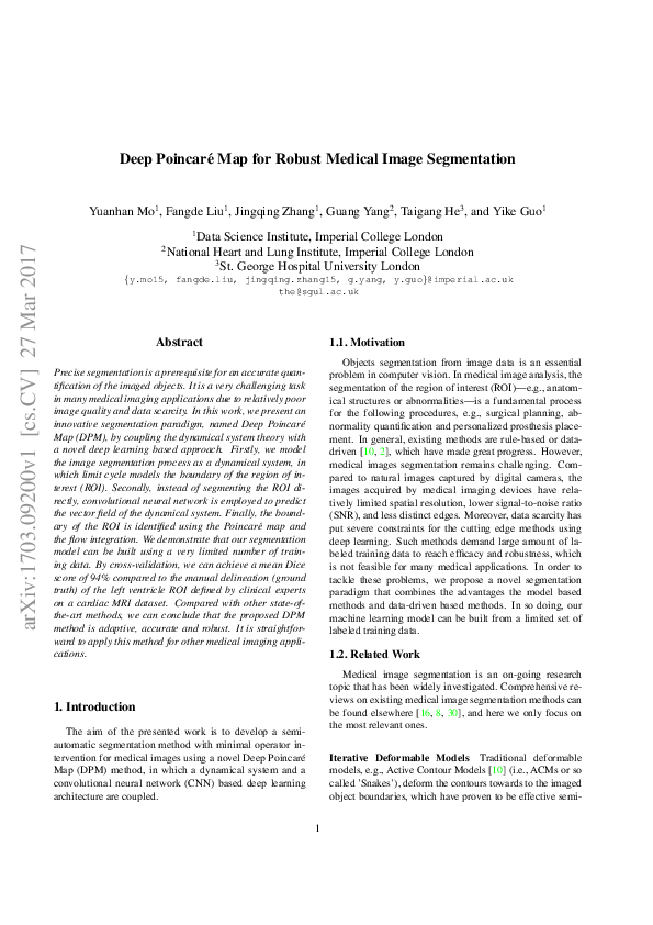 (PDF) Deep Poincare Map For Robust Medical Image Segmentation | fangde liu - Academia.edu