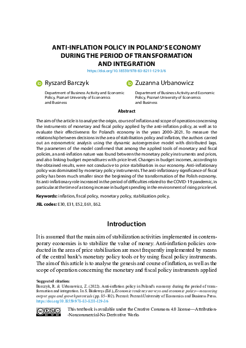 (PDF) Anti-inflation policy in Poland’s economy during the period of ...