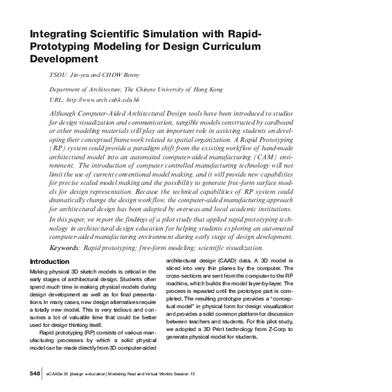 Pdf Integrating Scientific Simulation With Rapid Prototyping Modeling