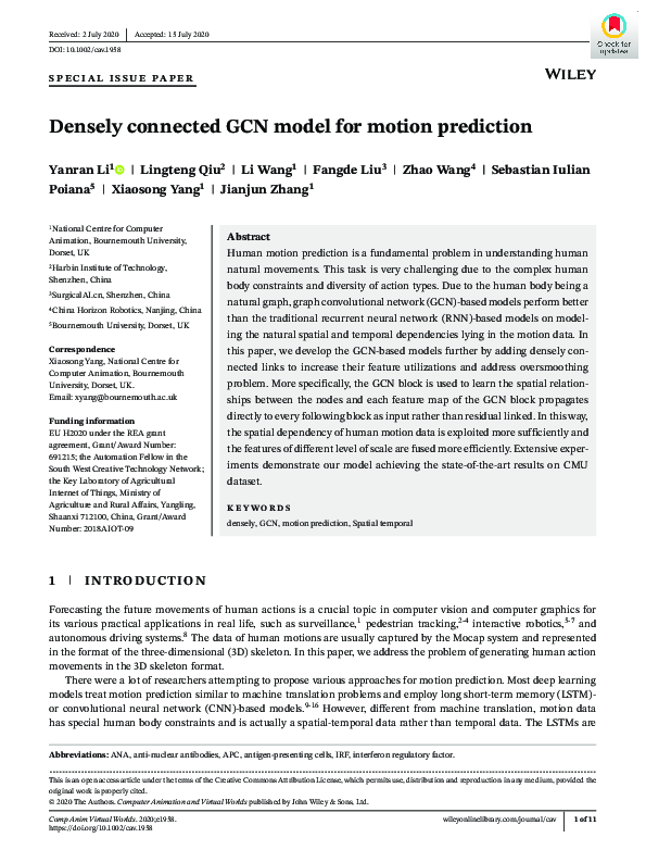 (PDF) Densely connected GCN model for motion prediction | fangde liu - Academia.edu