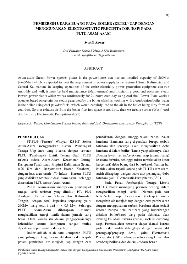 (PDF) Pembersih Udara Buang Pada Boiler (Ketel) Uap Dengan Menggunakan ...