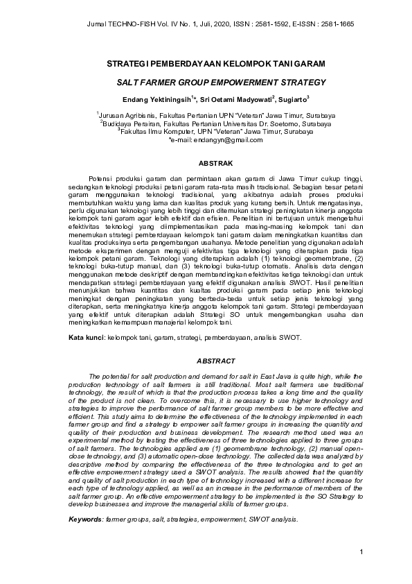 (PDF) Strategi Pemberdayaan Kelompok Tani Garam