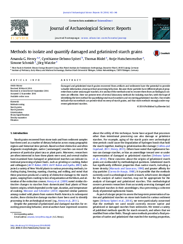 (PDF) Methods to isolate and quantify damaged and gelatinized starch grains