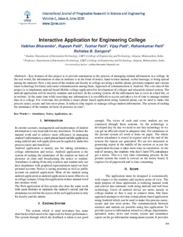(PDF) Interactive Application for Engineering College