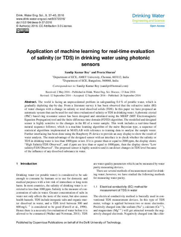 (PDF) Application of machine learning for real-time evaluation of ...