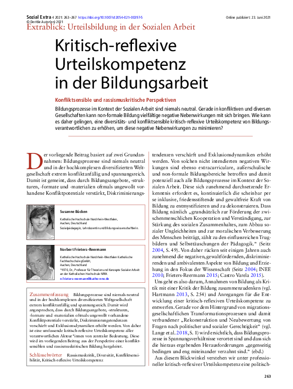 (PDF) Kritisch-reflexive Urteilskompetenz in der Bildungsarbeit | Susanne Bücken - Academia.edu